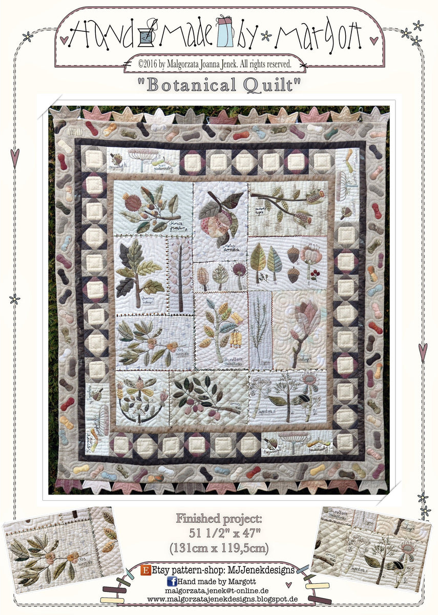 Botanical Quilt – wall hanging quilt- MJJ quilt pattern – MJJenekdesigns